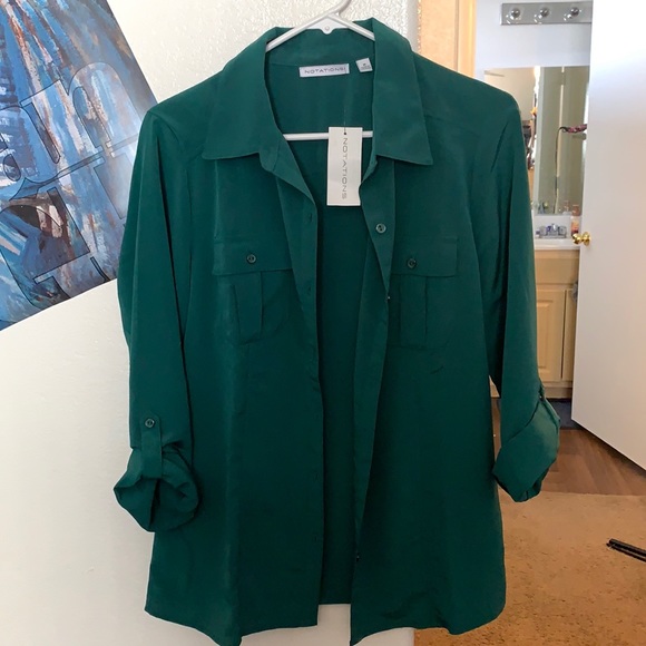 Tops | Beautiful Green Button Down Blouse | Poshmark
